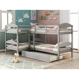 Elegant and Concise Maximized Space Twin L-Shaped Plywood+Pinewood Bunk ...