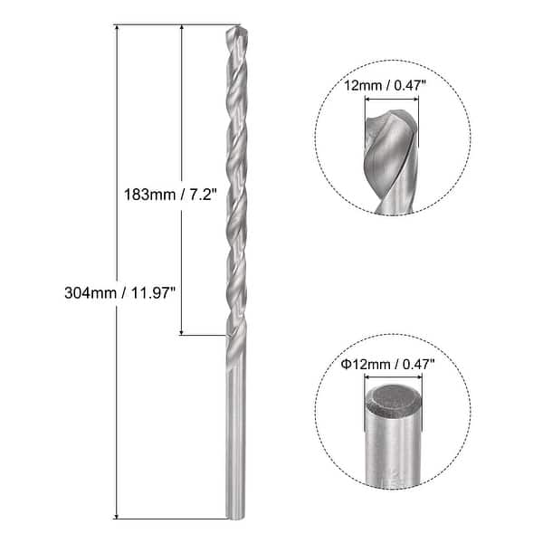 12mm Twist Drill Bits, High-Speed Steel Extra Long Drill Bit 304mm ...