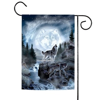 Gray & White Spirit Wolves Outdoor Mini Garden Flag 18"x12.5" - Bed ...
