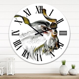 Designart 'Monochrome Portrait Of Goat II' Farmhouse wall clock - Bed ...