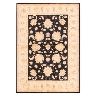 ECARPETGALLERY Hand-knotted Chobi Finest Black Wool Rug - 5'0 x 7'0 ...
