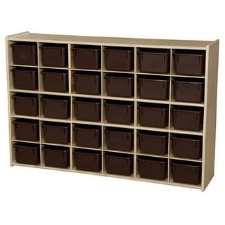 Contender Kids 30-Cubby Montessori Storage Box with Brown Bins, Wooden ...