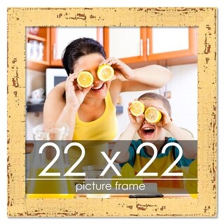 22x22 Shabby Chic Yellow Wood Picture Square Frame - 22" x 22" - Bed ...