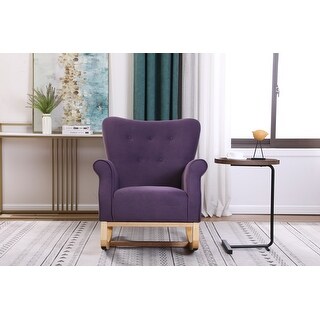 Baby Room High Back Rocking Chair Nursery Chair Fabric Padded Seat ...