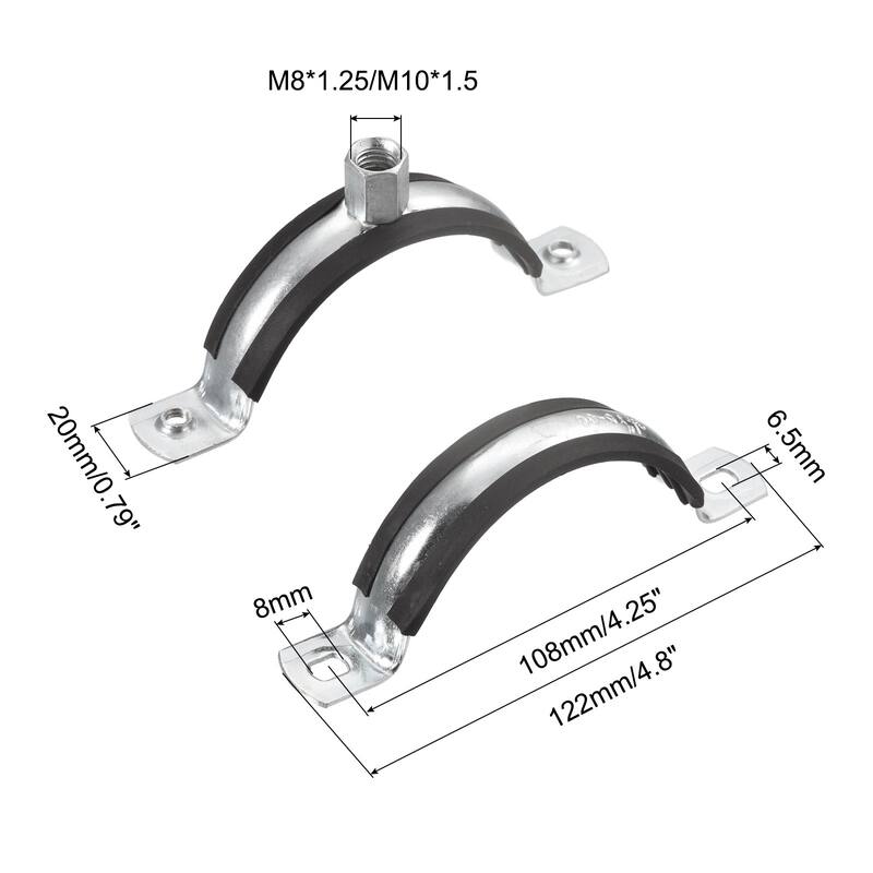 Rigid Pipe Strap Clamps, M8/M10 Nut Size Pipe Bracket Tube Clips 8Pcs ...