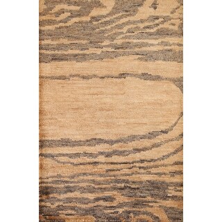 Yellow Contemporary Abstract Area Rug Hand-knotted Jute Carpet - 4'8"x ...