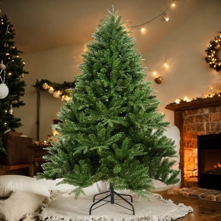 6-FT Artificial Christmas Tree with 1600 Tips Unlit Hinged Spruce PVC ...