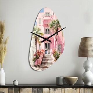 Pink Miami Artful Facades II - Miami Wall Clocks in Asymmetrical Fall ...