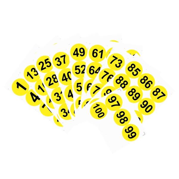 Round Number Stickers 100mm Number 1-100 Self Adhesive PVC Label ...