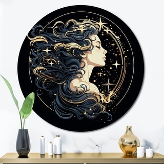 Designart "Astrological Stargazer I" Astrology Metal Circle Wall Decor ...