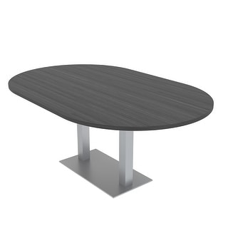7X4 Racetrack Shaped Conference Table Power And Data Square Metal Base ...