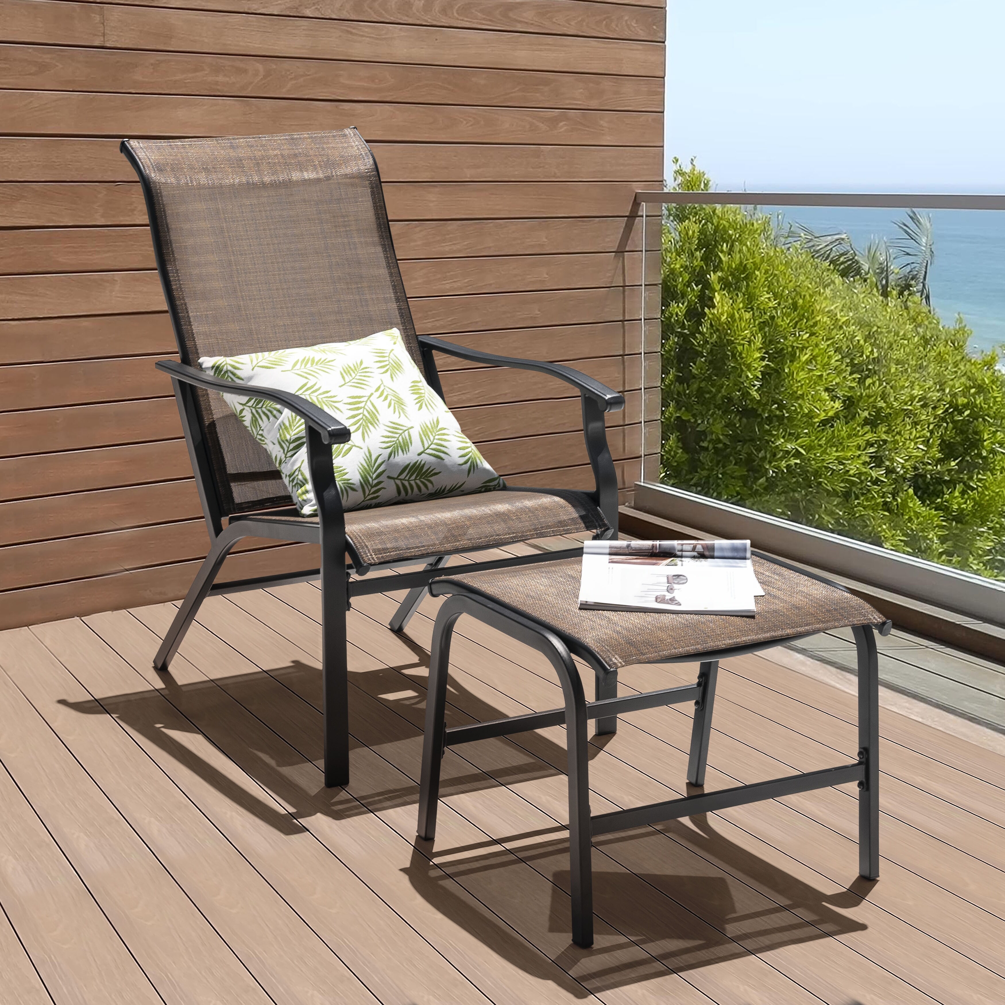 Adjustable back patio chair with ottoman store