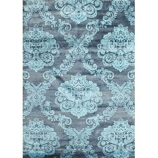 Ahgly Company Machine Washable Contemporary Steel Blue Area Rugs - Bed ...