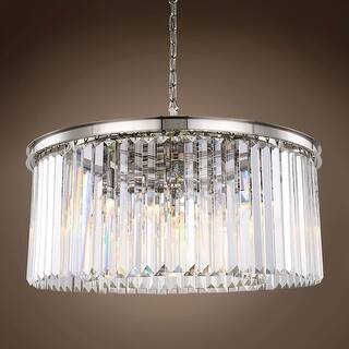 Clear Crystal Prism 8 Light 31.5" Polished Nickel Chandelier & Led - 13 ...