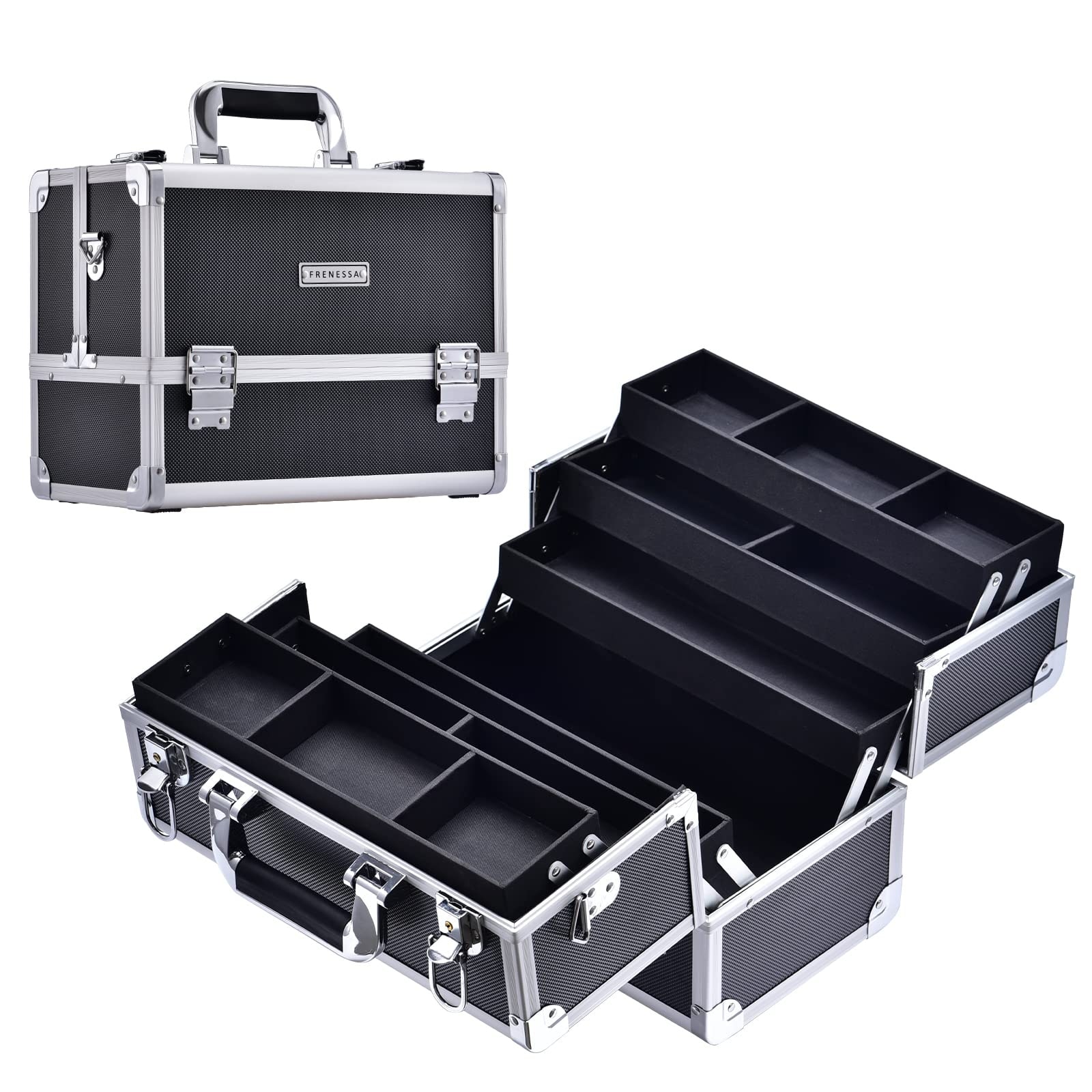 large makeup case with compartments
