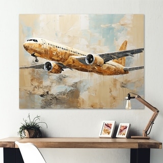 Designart "Passenger Plane Wings Of Adventure" Plane Wall Art - Bed ...
