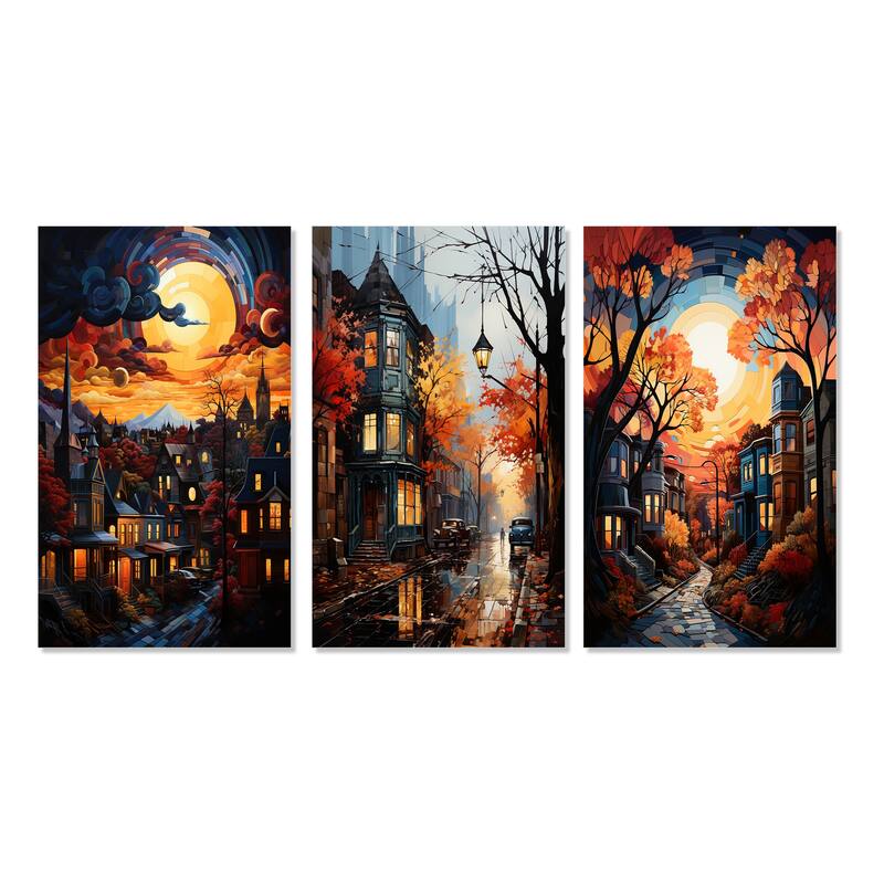 Designart "Harlem Renaissance Revival I" Cityscapes Wall Art Set Of 3 ...