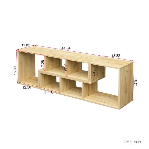 Abstract Living Room Bookcase Double L-Shaped Low Floor TV Stand with ...