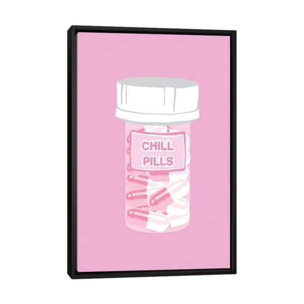 iCanvas "Chill Pill Bottle Pink" by Jaymie Metz Framed Canvas Print ...