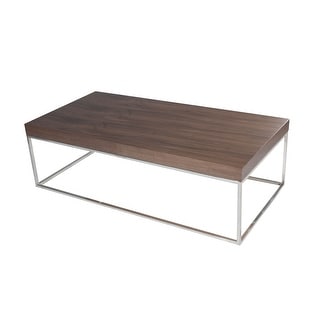 Zen 48 Inch Coffee Table, Rectangular, Chrome Base, Walnut Brown Wood ...