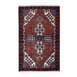 Shahbanu Rugs Cardinals Red, New Zoroastrian Hamadan with Cross Design ...