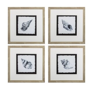 Set of Four Modern Black and White Seashells Wall Art - Bed Bath ...