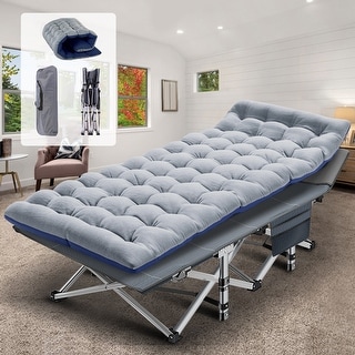 DoCred Folding Camping Cot W/Mat for Adults, Travel Bed with Carry Bag ...