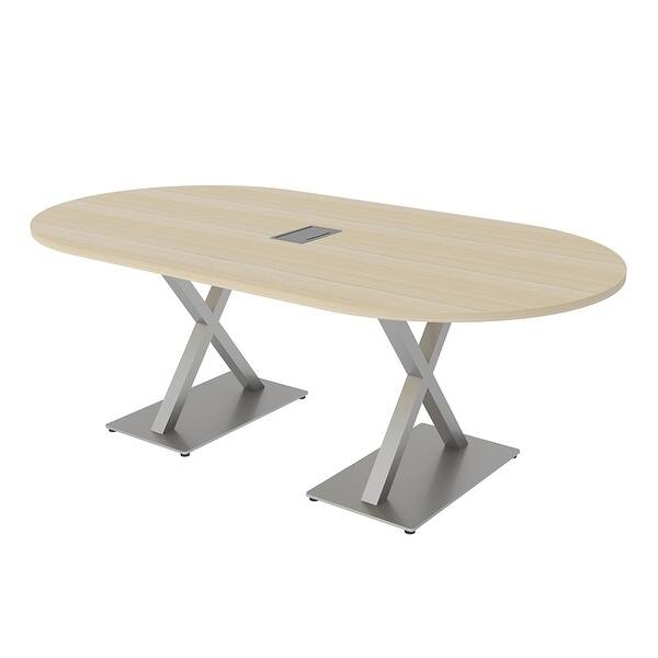7X4 Racetrack Shaped Conference Table Power And Data X Shaped Bases ...