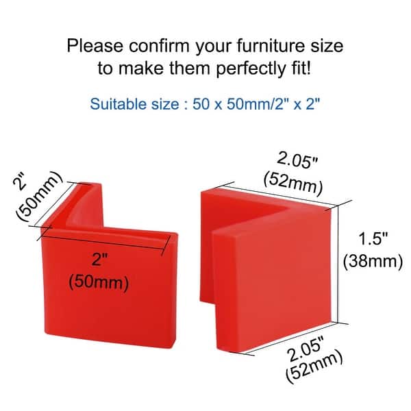 4 Pcs Red Plastic Angle Iron Foot Pad L Shaped Leg Cover 50mmx50mm - 50 ...