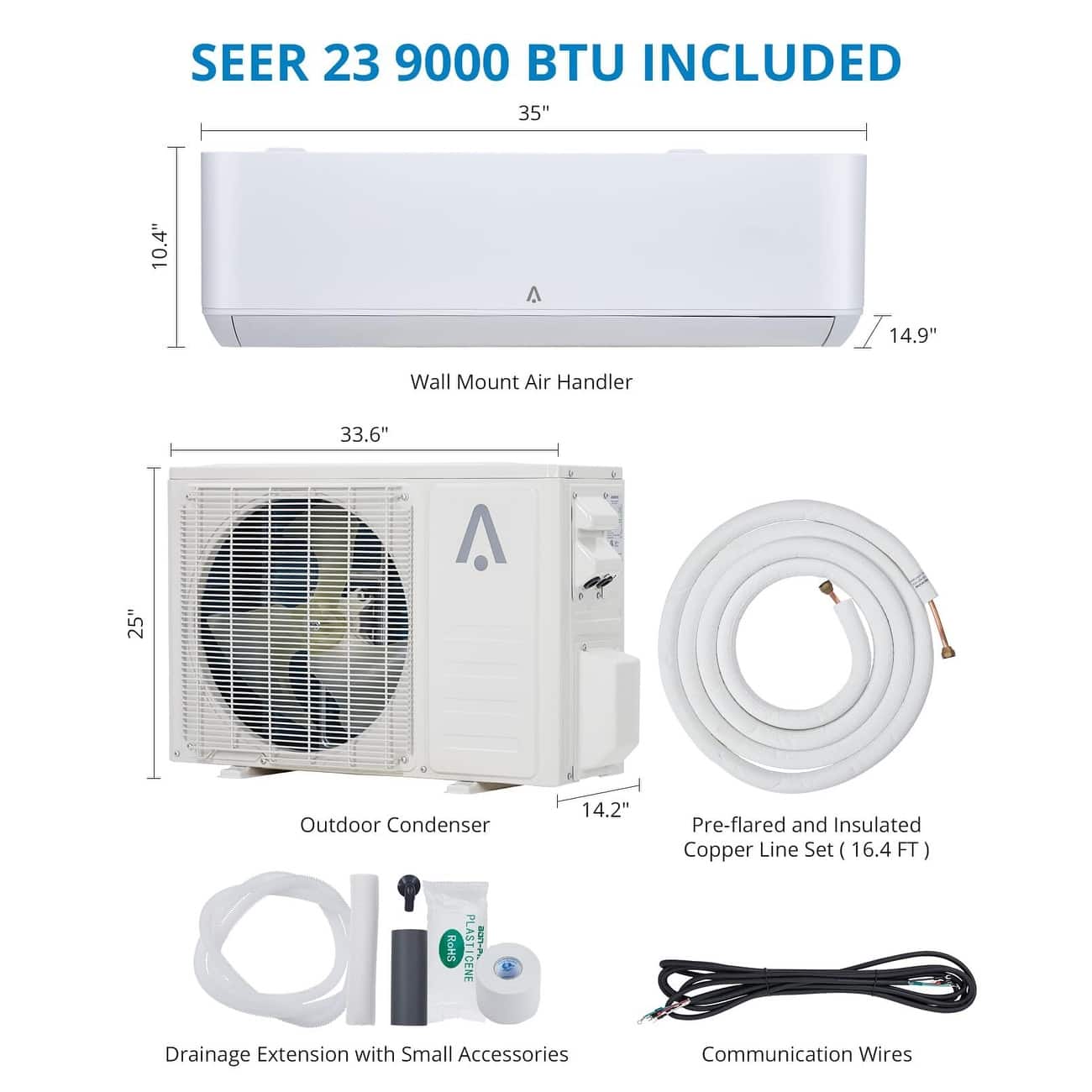 9 000 Btu Mini Split Ac Heating System 23 Seer Split System Air
