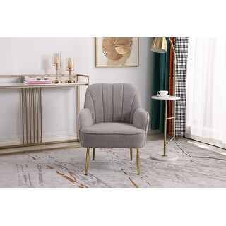 Ergonomics Shell Lounge Chair Grey Teddy Accent Chair w/ Metal Legs ...