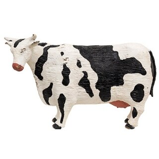 Freestanding Distressed Carved Look Primitive Resin Cow - 10"L x 3"W x ...