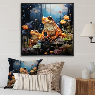 Designart "Couple Toads At The Night I" Frogs & Toads Framed Wall Decor ...