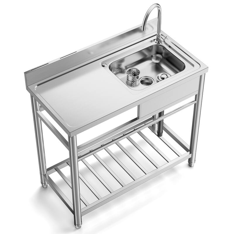 Stainless Steel Utility Sink, 1 Compartment Free Standing Small Sink ...
