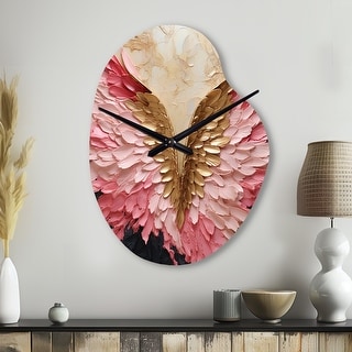 Pink And Gold Angel Wings - Abstract Spirals Wall Clocks in ...
