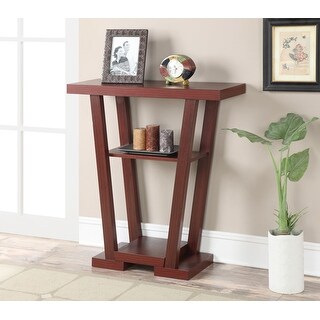 Modern V-Lined Console Table with Two Shelves, 31.5x11.5x34-inch - Bed ...