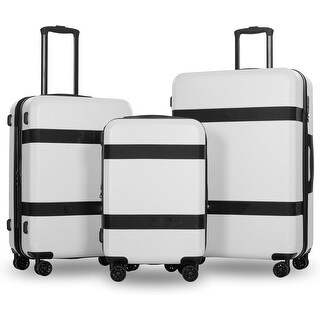 3 Pcs Expandable Luggage Sets,Pc+Abs Hardside Luggage Travel Sets With ...