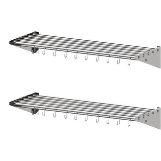 2 Pack Stainless Steel Hanging Rack with Hooks - Bed Bath & Beyond ...