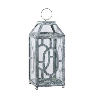 19.5" Gray and Clear Distressed Style Classic Large Lantern - Bed Bath ...