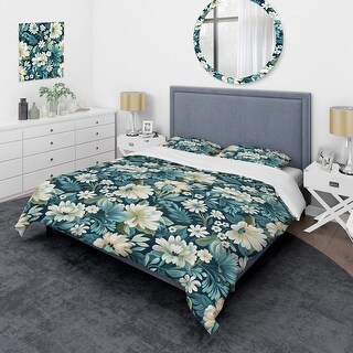 Designart "White And Light Green Bohemian Damask Harmony" White Damask ...
