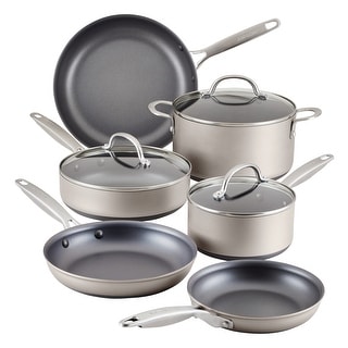 Anolon Achieve Hard Anodized Nonstick Cookware Pots and Pans Set, 9 ...