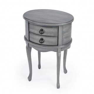 26" Grey And Gray Manufactured Wood Oval End Table With Two Drawers ...