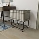 Black Metal Deep Set Wire Basket Storage Cart with Wheels and Fabric ...