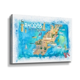 Rhodes Greece Illustrated Map with Main Roads Landmarks and Highlights ...