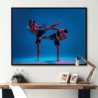 Designart "Two Mma Fighters Boxing I" Boxing Framed Canvas Art Print ...