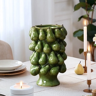 Green Ceramic Modern Pears 12.4-Inch Tall Vase - Bed Bath & Beyond ...