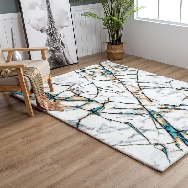 Luxury Collection White/Blue 5x7 Area Rug - 5' X 7' - Bed Bath & Beyond ...