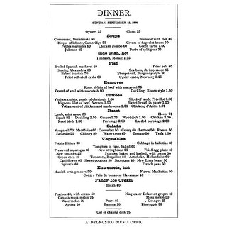 Menu Delmonicos 1898. /Ndinner Menu For Delmonicos Restaurant In New ...