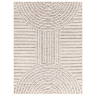 5 x 7 Modern Area Rug, Simple Geometric Design, Soft Fabric, Cream ...