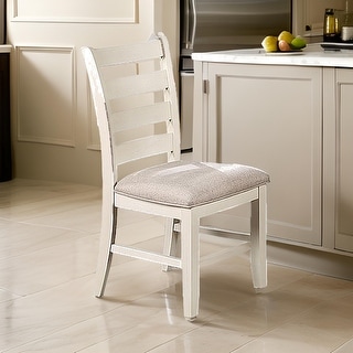 Sam 22 Inch Dining Chair, Ladder Curved Backrest, Padded Seat, White ...
